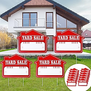 Thyle 12 Pack Yard Sale Signs with Stakes 16'' x 12'' High Visibility Sale Sign Protection Against Wind, Rain and Snow Weatherproof for Garage House Business or Personal Use(Red)