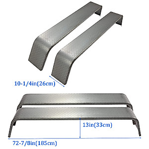 JMTAAT Heavy Duty Unpainted Steel Diamond Fenders Tread Plate Tandem Axle Trailer 10-1/4"x72-7/8"x13" | (2 Fenders)