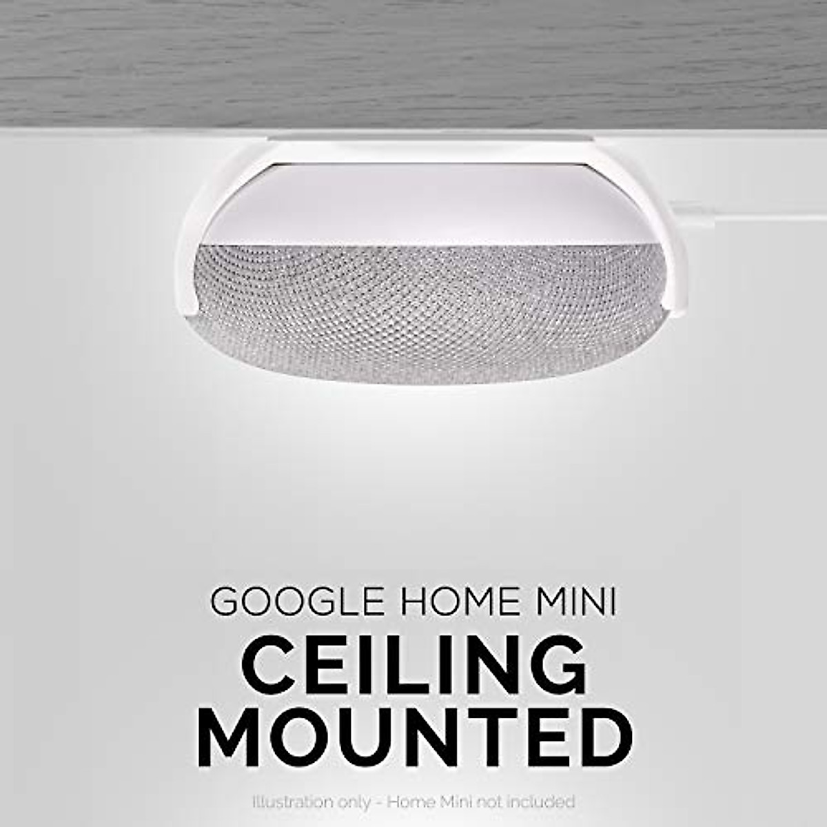 Screwless Wall & Ceiling Mount for Google Home Mini, Stick On Holder - Easy Install, No Tools, by Brainwavz (GMN01) (White)