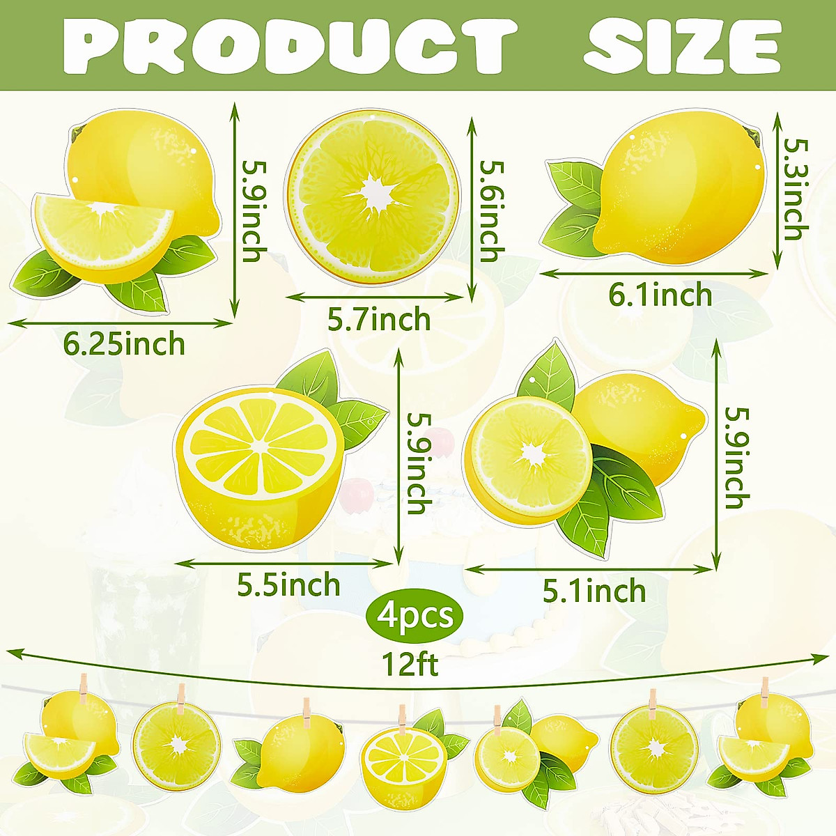 4 Pcs Lemon Banner Citrus Lemonade Party Sign Lemon Party Decorations Yellow Lime Birthday Decorations for Boy Girl Baby Kids DIY First Bday Bridal Kitchen Shower Theme Decor