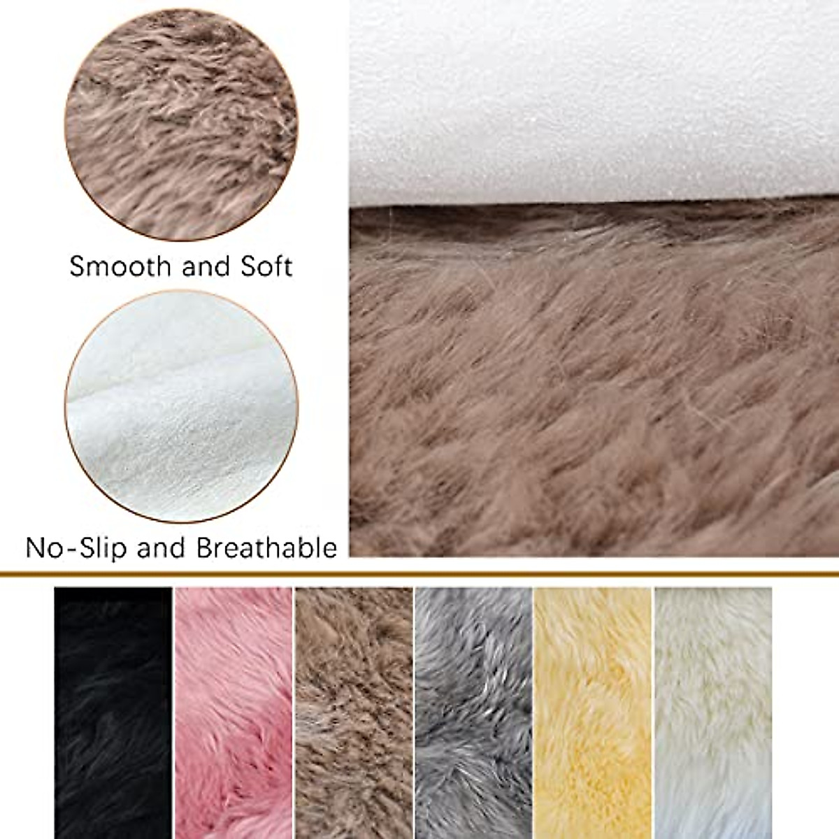 OKAYDA Genuine New Zealand Sheepskin Area Rug Soft Lambskin Decorative Rug for Bedroom Sofa Floor One Pelt
