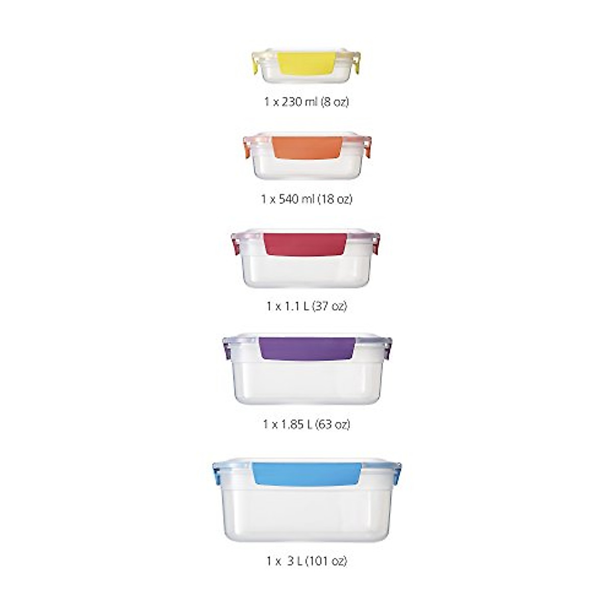 Joseph Joseph Nest Lock Plastic Food Storage Container Set with Lockable Airtight Leakproof Lids, 10-Piece, Multi-Color & Nest Glass Storage Dishes-Multi-Colour, Set of 4, Multicolor