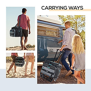 TOURIT Collapsible 48-Can Leak-Proof Insulated Rolling Cooler with All-Terrain Cart, Upgraded Fixtures and New Wheels Suitable for Beach, Picnic, Shopping