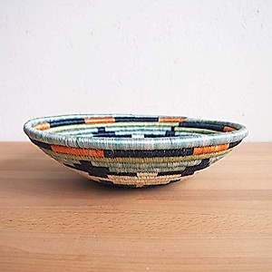 African Basket- Mwangaza/Rwanda Basket/Woven Bowl/Sisal & Sweetgrass Basket/Blues, Orange, Green, Yellow, White