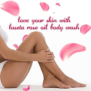 Luseta Rose Oil Body Wash for Dry Skin Women 16.9oz, Women Body Wash Smell Good Hydrating Shower Gel for Nourishing Essential Body Care, Sulfate & Paraben Free,Shower Gel for Women/Men