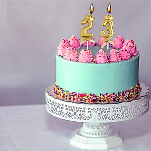 VSHILI 23rd 32nd Birthday Candles, Gold 32 23 Year Old Number Birthday Candles, Happy Birthday Party Cake Topper Decoration Gifts for Women Men