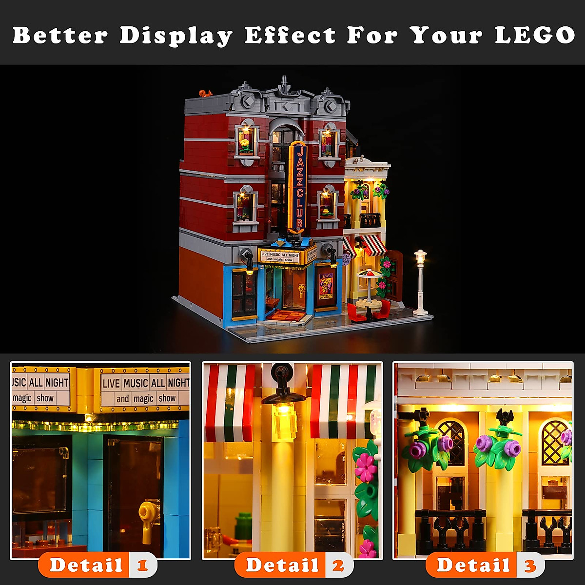 Xunsan LED Light Kit for Lego Jazz Club 10312 Building Blocks,Compatible with Lego Jazz Club Set,Light up Your Lego 10312 Model,Standard Version(NOT Include Lego Model)
