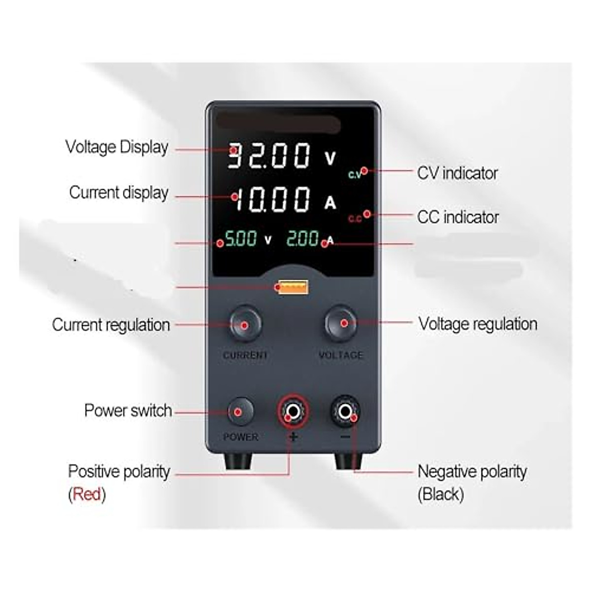 Adjustable DC Power Supply 30V 10A Digital Bench Power Source Stabilized Power Supply Voltage Regulator Switch(4digit sNPS3010W)
