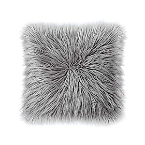 Juicy Couture Sheepskin Decorative 1-Piece Indoor/Outdoor Pillow, 1 Count (Pack of 1), Grey