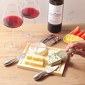 Cheese Gifts Wine Gifts，Cheese Knife Set with Cutting Board and Wine Tools，Cheese Knives for Charcuterie Board Accesories,Cheese&Wine Tools Set（Gift-Ready Box）