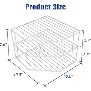 AKAZA 3-Tier Corner Shelf Counter and Cabinet Organizer - Cabinet Storage Shelf Rack, Shelves，Kitchen Counter and Cabinet Shelf, Storage Rack Organizer for Kitchen, Fridge,, Bathroom Cupboard (White)