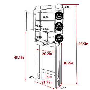 VEIKOUS Over The Toilet Storage Bathroom Organizer and Small Freestanding Cabinet W/Adjustable Shelf & Storage Rack, Bathroom Space Saver, Grey