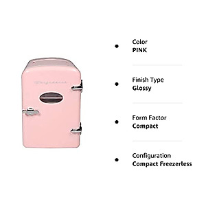Frigidaire EFMIS175-PINK Portable Mini Fridge-Retro Extra Large 9-Can Travel Compact Refrigerator, Pink, 5 Liters