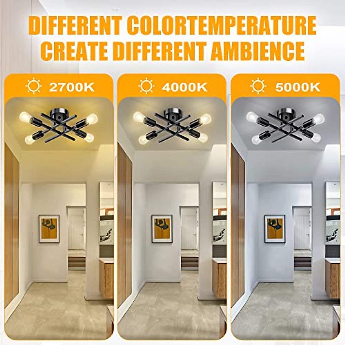 Mshamy - Modern Flush Mount Ceiling Light, Matte Black, 6 inch, E26 Base, 60 Watt Max, Ideal for Bedrooms, Dining Rooms, Entryways, Porches, Kitchens, Bathrooms