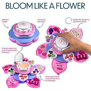 Toysical Kids Makeup Kit for Girl - Flower Shaped Makeup for Kids, Washable Non Toxic Makeup Kit for Girls with Mirror - Birthday and Christmas Make up Kit for Girls Age 6-12
