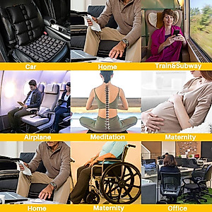 SUNFICON Air Cushion Inflatable Chair Air Seat Cushion Car Portable Breathable Comfort Cushion Office Wheelchair Pad Orthopedics Pain Pressure Relief Cushion Camping Seat Mat 18 x 16 x1 in Black