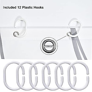 Punkray Grey and White Striped Fabric Shower Curtain for Bathroom with 12 Hooks, Curtains 72 Inches Long, Weighted Hem,Waterproof Bath Accessories Hotel Style - Machine Washable