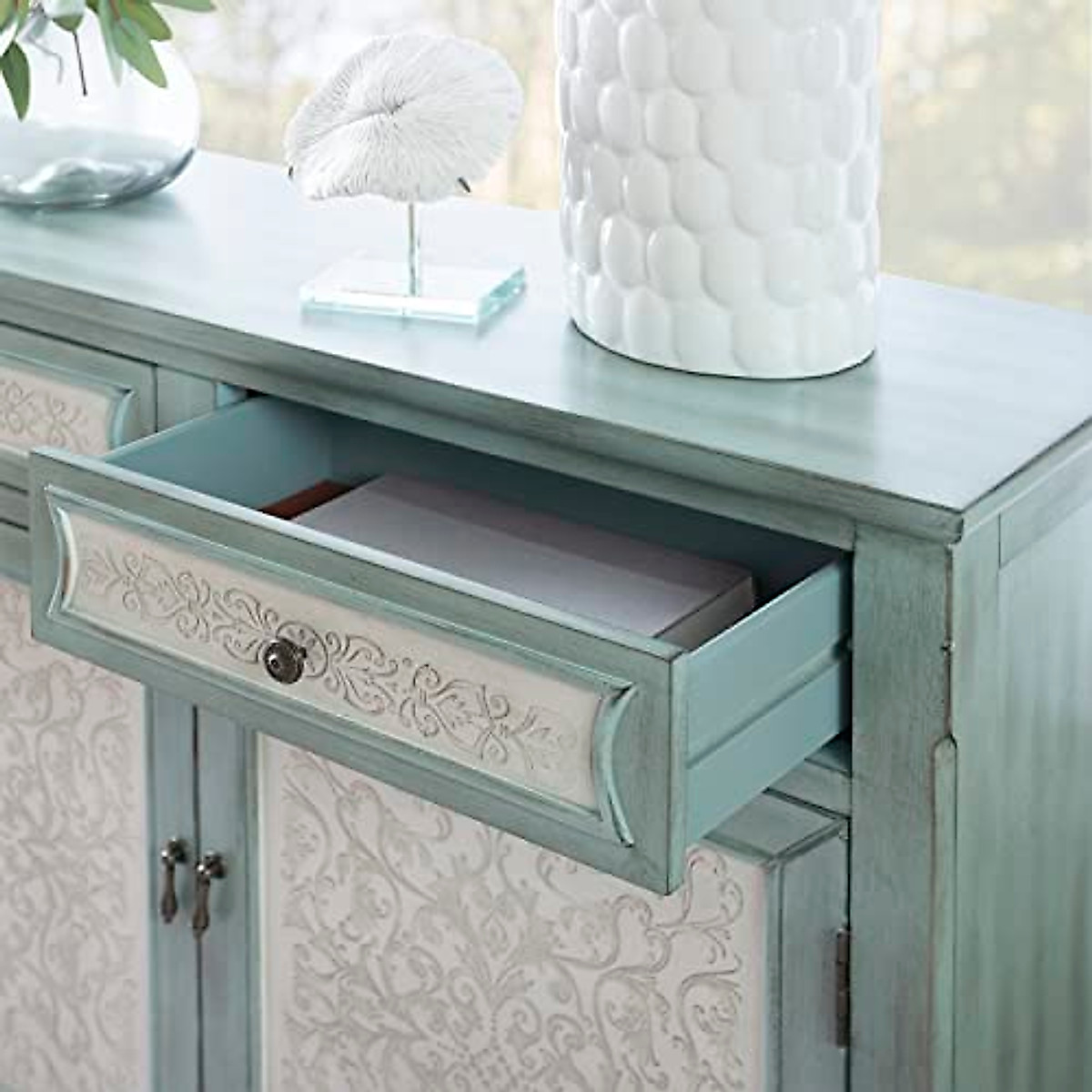 Powell Antique Console, Blue/White