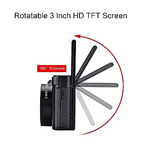 BATIVE Digital Camera, Portable Video Camera, 3.0-inch Reverse LCD Screen, Can Be Equipped with Wide-Angle Lens and 32G Card and Battery, for Beginners, Teens, Childs