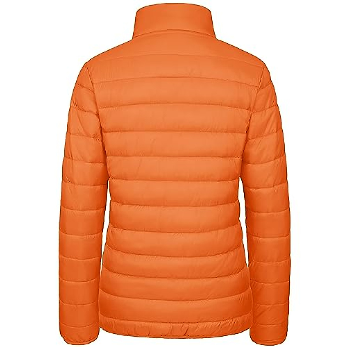 MAGCOMSEN Puffer Coat Women Winter Ultra-light Quilted Padded Jacket with 4 Pockets Full Zip Stand Collar Warm Coat, Orange M