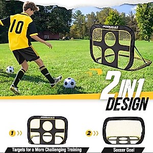 PodiuMax 2 in 1 Pop Up Soccer Goal - Indoor Outdoor Soccer Target Net for Improving Passing and Shooting Accuracy | Portable with Carrying Bag