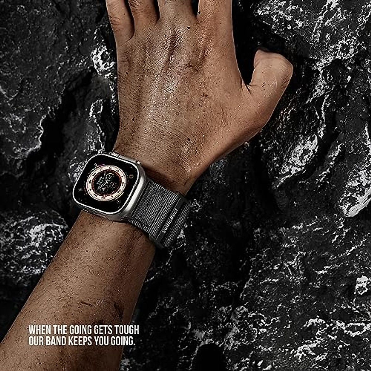 Rugged Nylon Band Compatible with Apple Watch Ultra Band 49mm 45mm 44mm 42mm for Men, Military Tactical Sport Strap Adjustable Replacement Wide Wristbands for iWatch Ultra Series 8 7 6 5 4 3 SE, Gray