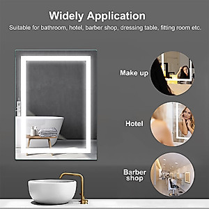 Butylux 36x28 inch LED Lighted Bathroom Mirror with Anti-Fog, Wall Mounted Vanity Mirror with Smart Touch Button, Memory Function, Adjustable Warm White/Natural/Daylight Lights(Horizontal/Vertical)