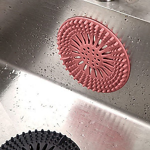 Shower Drain Hair Catcher, Durable Silicone Hair Stopper Easy to Install and Clean for Bathroom Bathtub and Kitchen Pink, 13*13*1cm, AZ-P071-US1189777GJIPBBE