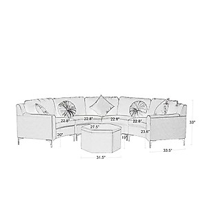 Pemberly Row 136" Symmetry Curved Modern Velvet Sectional Sofa in Beige