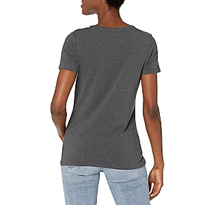 Amazon Essentials Women's Classic-Fit Short-Sleeve Crewneck T-Shirt, Pack of 2, Charcoal Heather/Light Grey Heather, Large