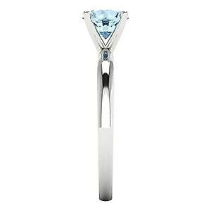 Clara Pucci 1.0 ct Round Cut Solitaire Natural Sky Blue Topaz gemstone Bridal Designer Anniversary Engagement Ring in 14k White Gold