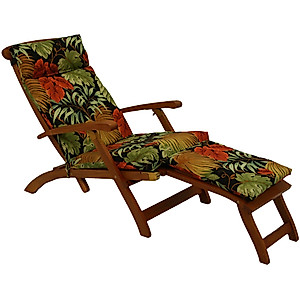 Blazing Needles All-Weather Outdoor Steamer Deck Lounger Cushion, Azul