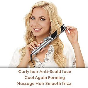 Anti Scald Airflow Styler Hair Straightener Iron with Breeze Fan & Felt Fabric, IG INGLAM 2 in 1 Professional Straight and Curl Hair Tools 2022 Update Version Perfect Nice Gift