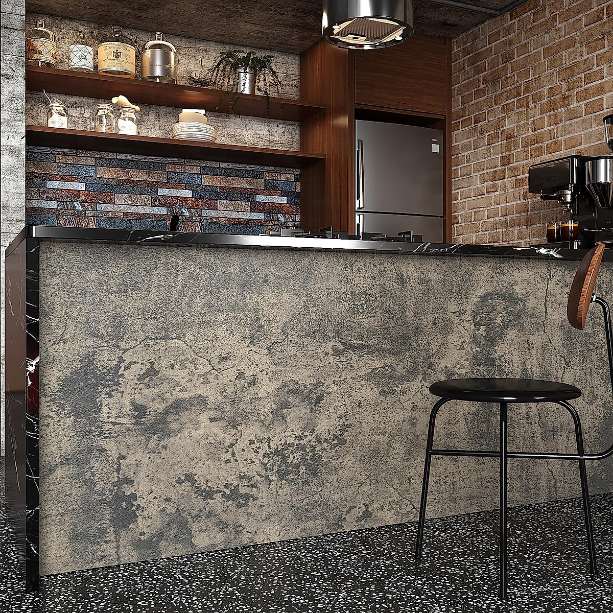 VEELIKE Old Weathered Concrete Wallpaper Peel and Stick for Bedroom Bathroom Textured Wallpaper Removable Cement Wall Paper 15.7''x118'' Self Adhesive Vinyl Concrete Contact Paper for Wall Living Room