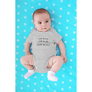 Crazy Bros Tee's 50% Mommy, 50% Daddy, 100% Baby Bodysuit Funny Cute Boy Girl Infant Outfit Adorable Romper (Newborn, Heather Grey)