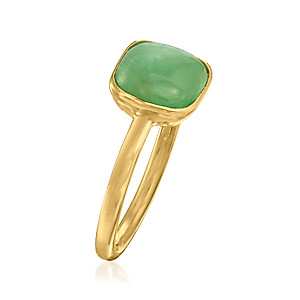 Ross-Simons Bezel-Set Jade Ring in 18kt Gold Over Sterling. Size 9