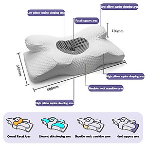 Cervical Pillow for Neck Pain Relief, Cervical Neck Pillow, Ergonomic Orthopedic Memory Foam Pillow with Pillowcase, Support Pillow for Side, Back, Stomach Sleepers (Gray)