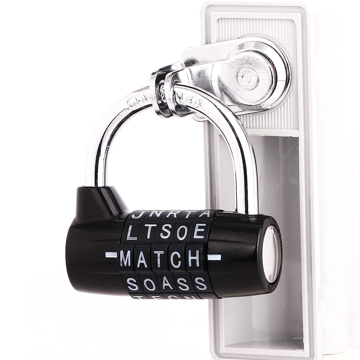 NBYT Combination Padlocks Portable Zinc Lock with Code and Letter/Word Combination Ideal for lockers, Gym, gate, Fence, Toolbox, case, hasp Storage and Outdoor use - 5-Letter Dial Lock.