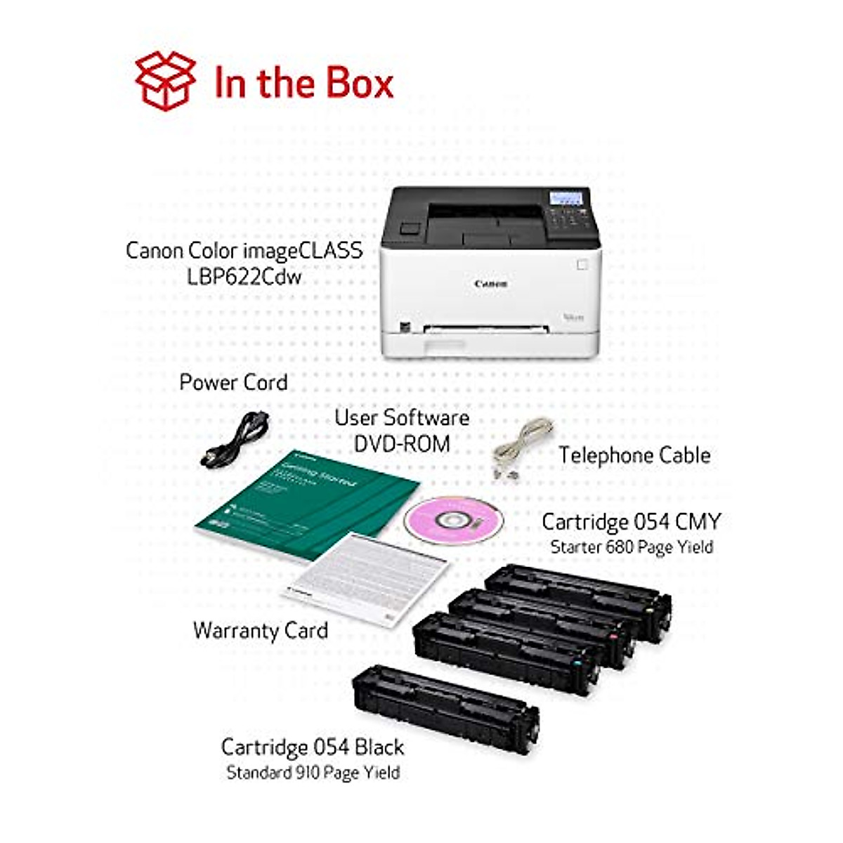 Canon Color Image Class LBP622Cdw -Wireless, Mobile Ready, Duplex Laser Printer, Compact Size - White