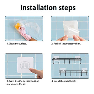 Kalione 2 Pack Wall Mount Utensil Rail Rack, Stainless Steel, 2pcs Adhesive Utensil Holder Hooks for Kitchen Bathroom