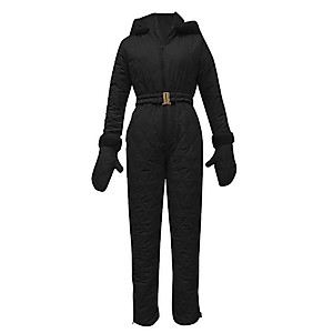 Plus Size One Piece Ski Suits For Women Warm Windproof Ski Jumpsuit Snowsuit With Elastic Waistband Winter Sports Suits…
