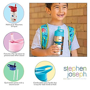Stephen Joseph Stainless Steel Water Bottles, 18 OZ, Straw lid, Reusable tumbler, Insulated, Unicorn