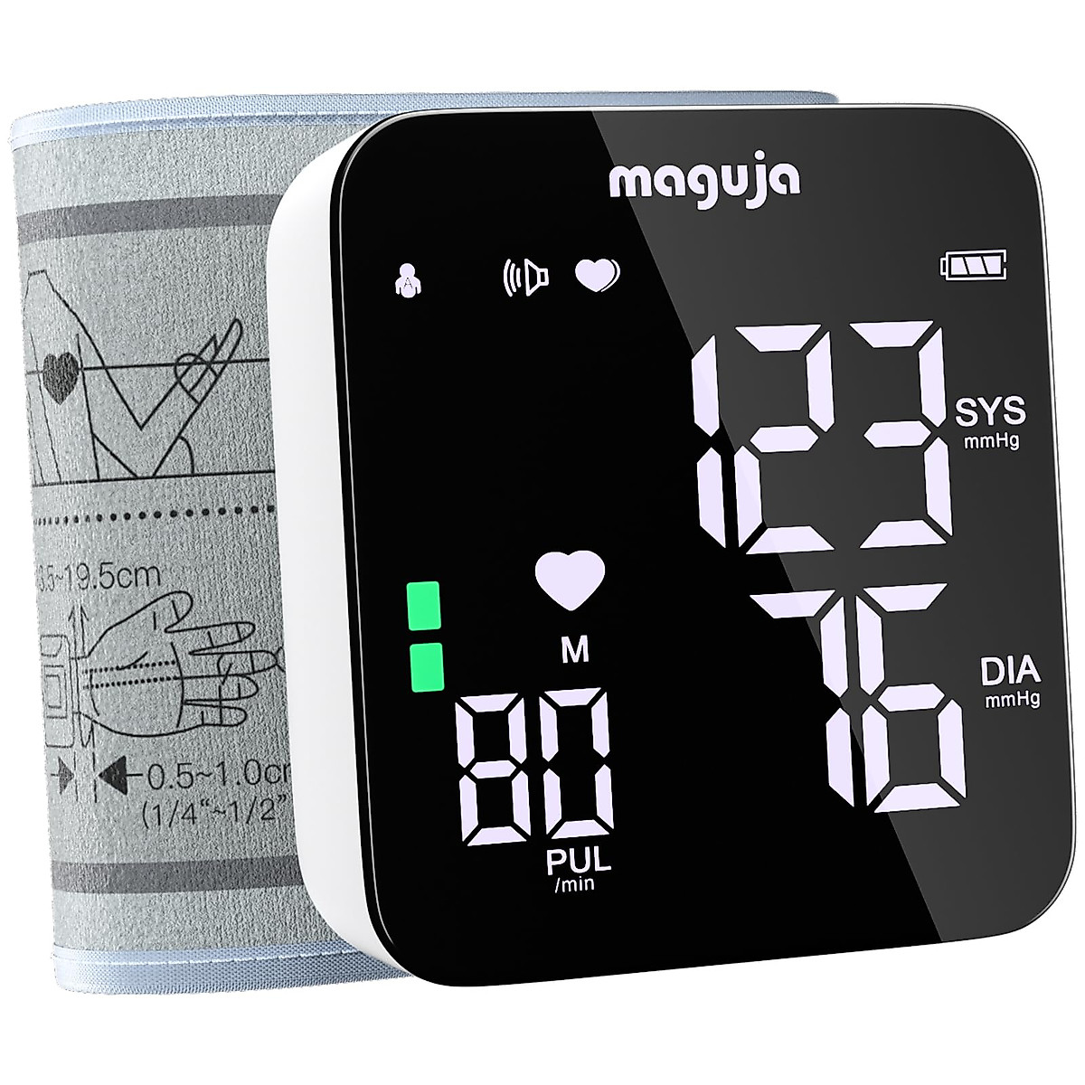 Blood Pressure Monitors for Home Use, maguja Rechargeable Blood Pressure Cuff Wrist Electronic Sphygmomanometer BP Monitors with Voice Broadcast, 180 Memory Storage for 2 Users