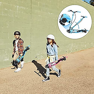 3 Wheels Swing Scooters Foldable Wiggle Drifting, 4-Level Adjustable Height Speeder Scooter for Boys (LED Blue)