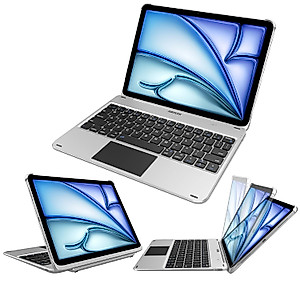 Arteck iPad Air 2024 11-inch/Air 10.9-inch/Pro 2022 Keyboard Case with Trackpad, Bluetooth Keyboard with Folio Full Protection Case and Touchpad for Apple iPad Air 2024 11inch with Swivel Rotating