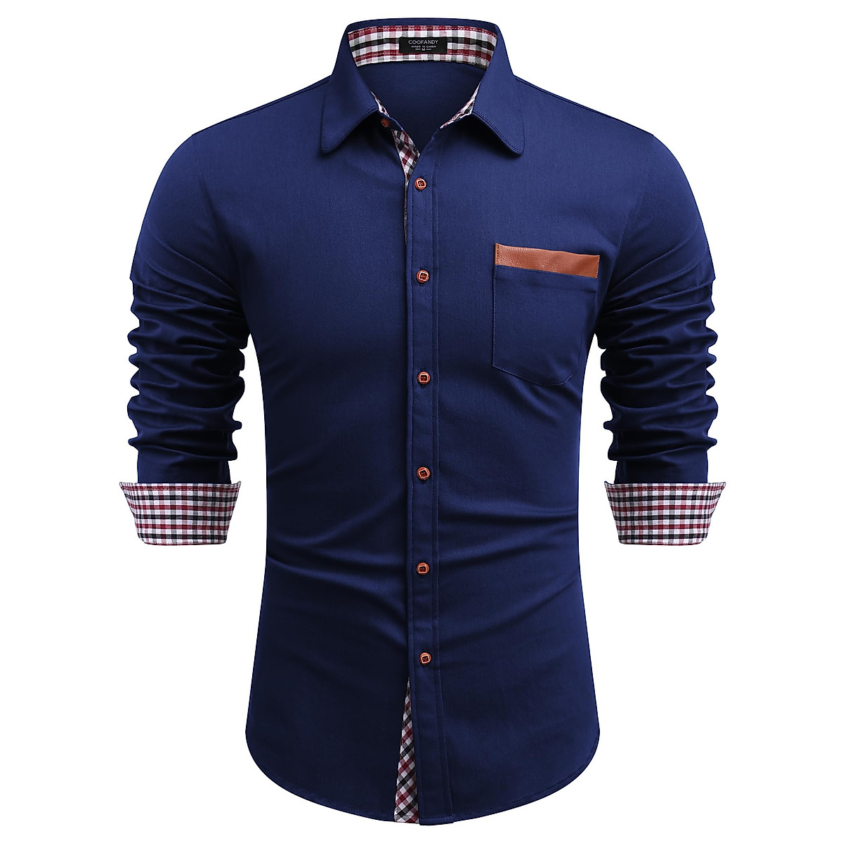 COOFANDY Mens Button Down Long Sleeve Shirts Slim Fit Dress Shirt Denim Cowboy Shirts