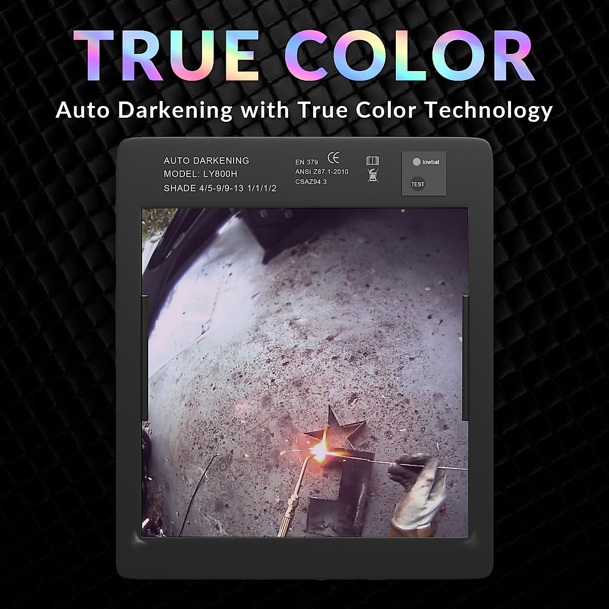 GZ GUOZHI Welding Helmet, Large Viewing Screen 3.93"X3.66", True Color Solar Powered Auto Darkening Welding Helmet, Wide Shade Range 4~5/9-9/13 Welding Mask with Weld/Grind/Cut Mode for TIG MIG ARC