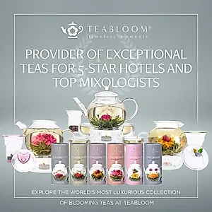 Teabloom Flowering Tea - 12 Unique Varieties of Fresh Blooming Tea Flowers - Hand-Tied Natural Green Tea Leaves & Edible Flowers - 12-Pack Gift Canister - 36 Steeps, Makes 250 Cups
