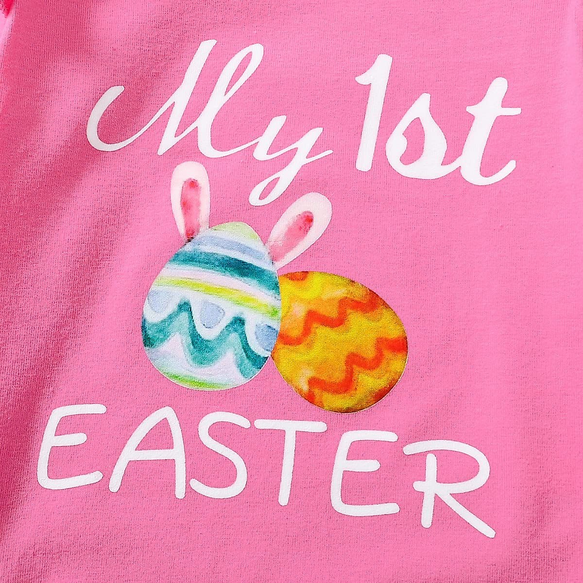 MoryGooder Baby Girl My 1st Easter Outfit Newborn Easter Bell Bottom Outfit (Pink,0-3 Months)