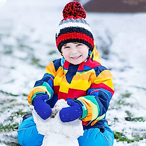 Handepo 50 Pairs Kids Winter Mittens Gloves Bulk Toddler Stretch Mittens Children Knit Gloves for Homeless Little Girl Boys(Multi Color, 50 Pairs)